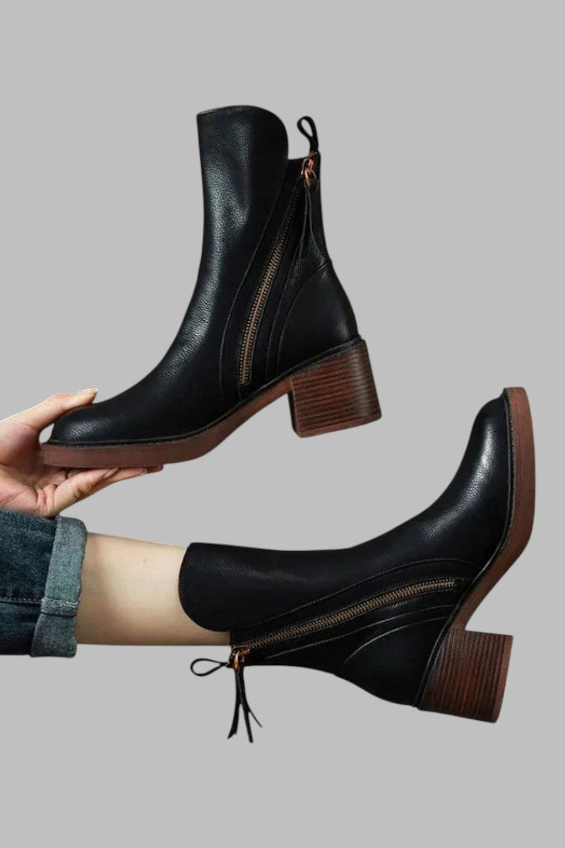 Anna | Elegant leather boots with a comfy heel – Noble Silhouettes